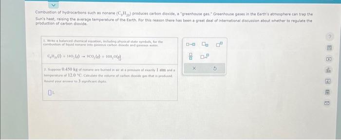 Solved Combusbion of hydrocarbons such as noname (C6H20) | Chegg.com