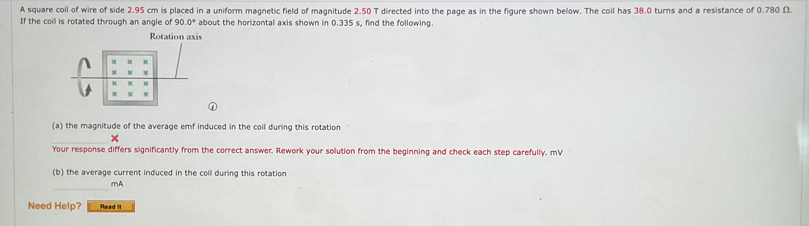 Solved If the coil is rotated through an angle of 90.0° | Chegg.com