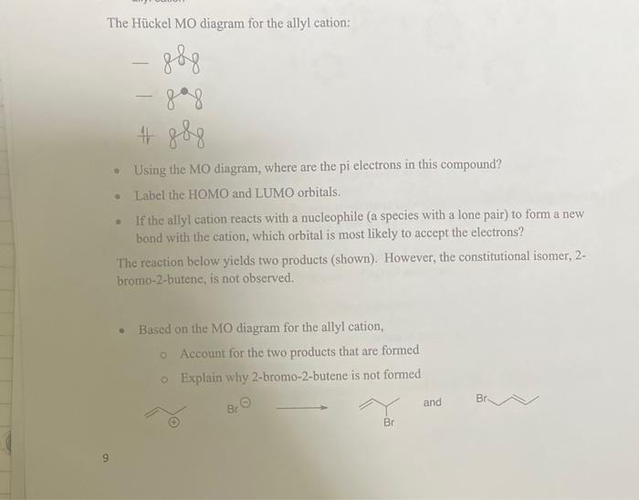 Solved The Hückel MO diagram for the allyl cation: 888 - 898 | Chegg.com