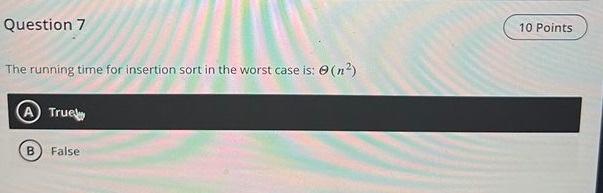 Solved The running time for insertion sort in the worst case | Chegg.com