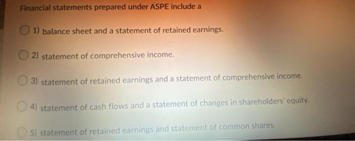 Solved Financial statements prepared under ASPE include a 1) | Chegg.com