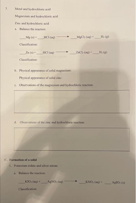 Solved b. Physical appearance of solid magnesium: Physical | Chegg.com