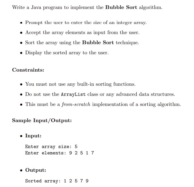 Solved Write a Java program that performs and follows these | Chegg.com