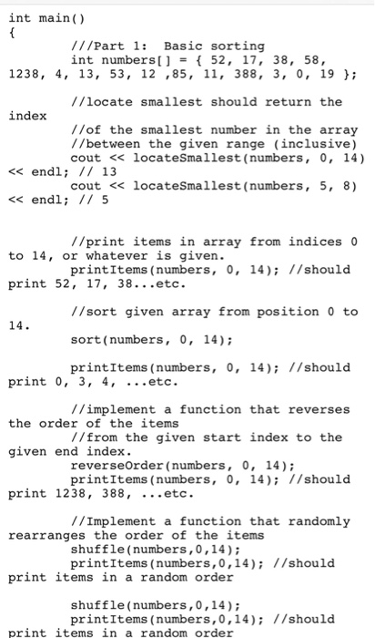Solved Sorting lab Topics: File 1/0, Arrays, Sorting | Chegg.com