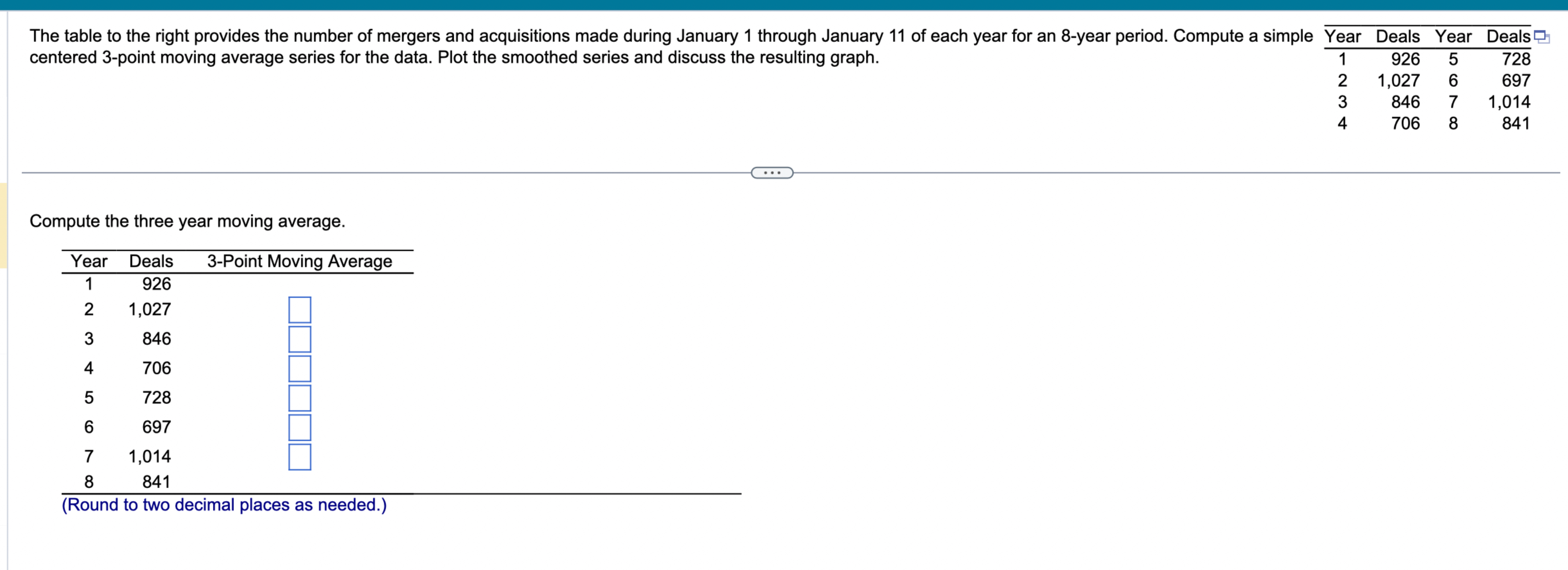 Solved The table to the right provides the number of mergers | Chegg.com
