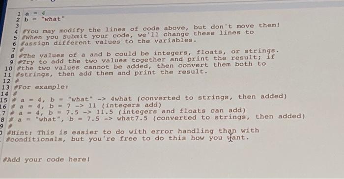 Solved 123 4 \&You may modify the lines of code above, but | Chegg.com