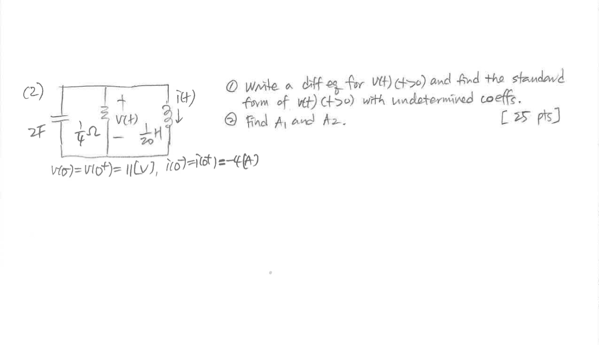 Solved Solve this Circuit(1) ﻿Write a diff eq for )>(0 ﻿and | Chegg.com
