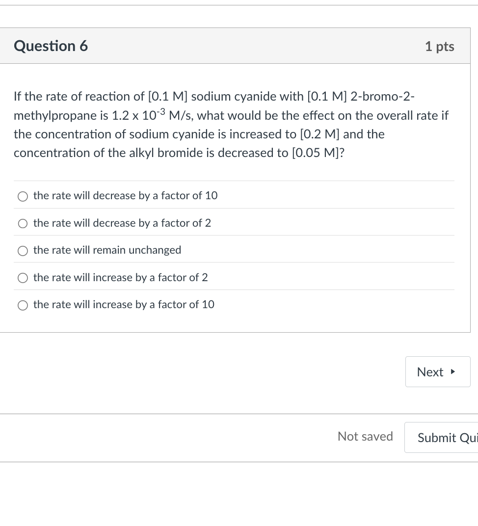 Solved Question 6If the rate of reaction of [0.1 ﻿M] ﻿sodium | Chegg.com