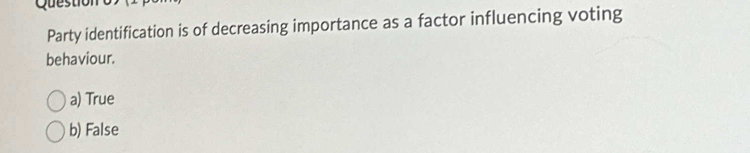 Solved Party identification is of decreasing importance as a | Chegg.com