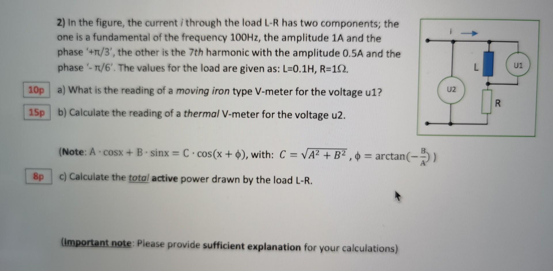 Solved ) In the figure, the current i through the load L-R | Chegg.com