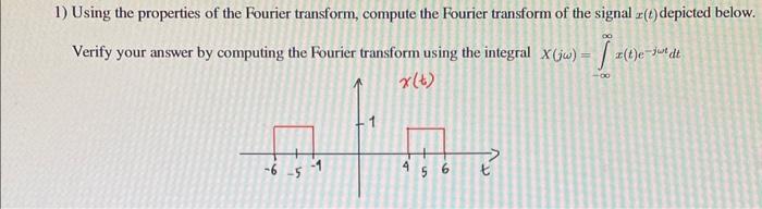 Solved 1) Using the properties of the Fourier transform, | Chegg.com