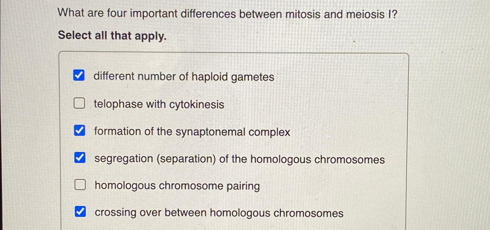 Solved What are four important differences between mitosis | Chegg.com