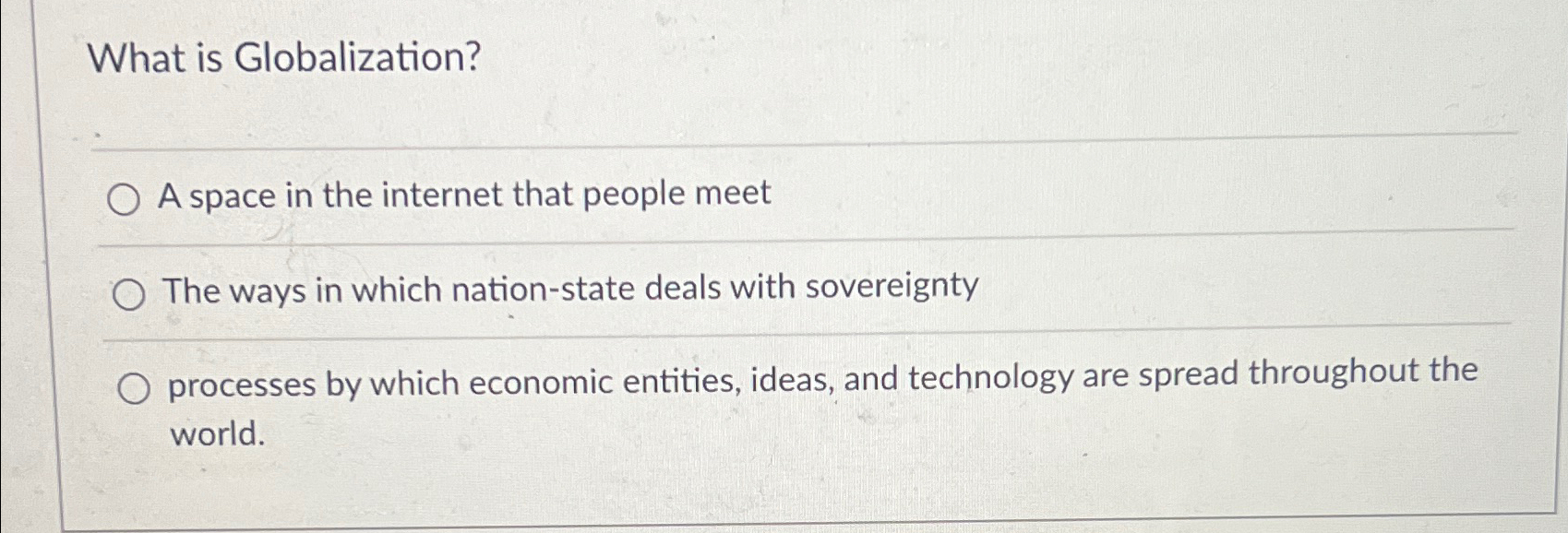 Solved What is Globalization?A space in the internet that | Chegg.com