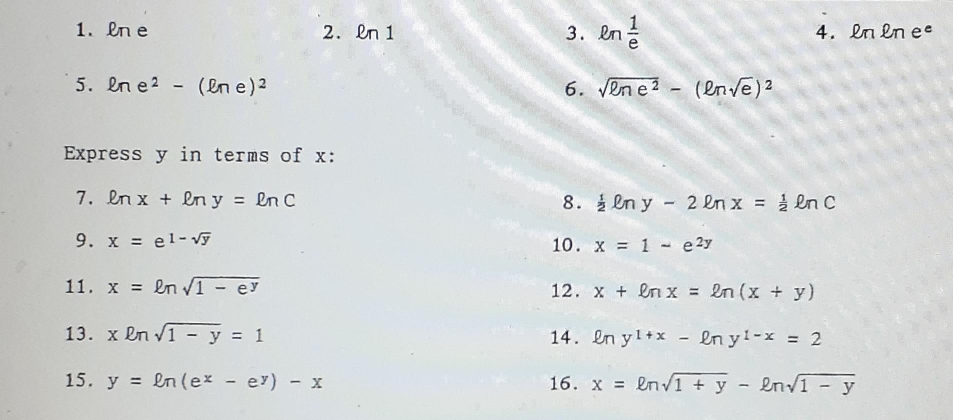 Solved 1. en e 2. en 1 3. en 1 4. en en ee 5. en e2 - (en e) | Chegg.com