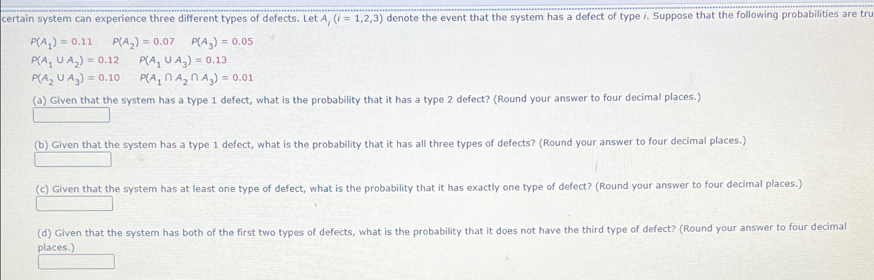 Solved certain system can experience three different types | Chegg.com