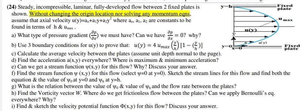 Solved (24) Steady, incompressible, laminar, fully-developed | Chegg.com