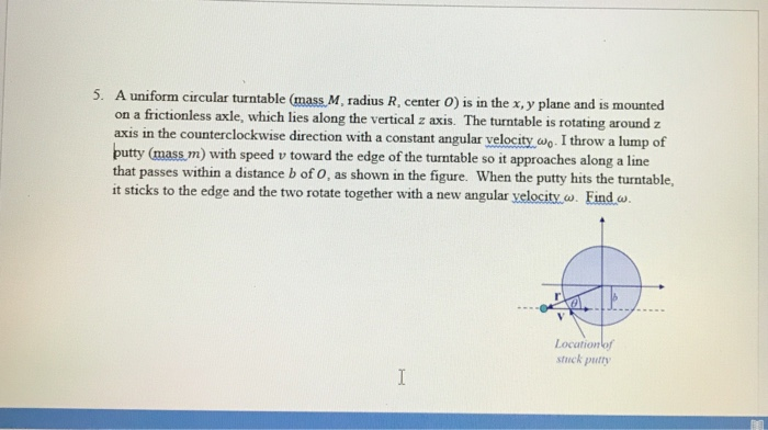 Solved 5. A uniform circular turntable (mass M, radius R. | Chegg.com