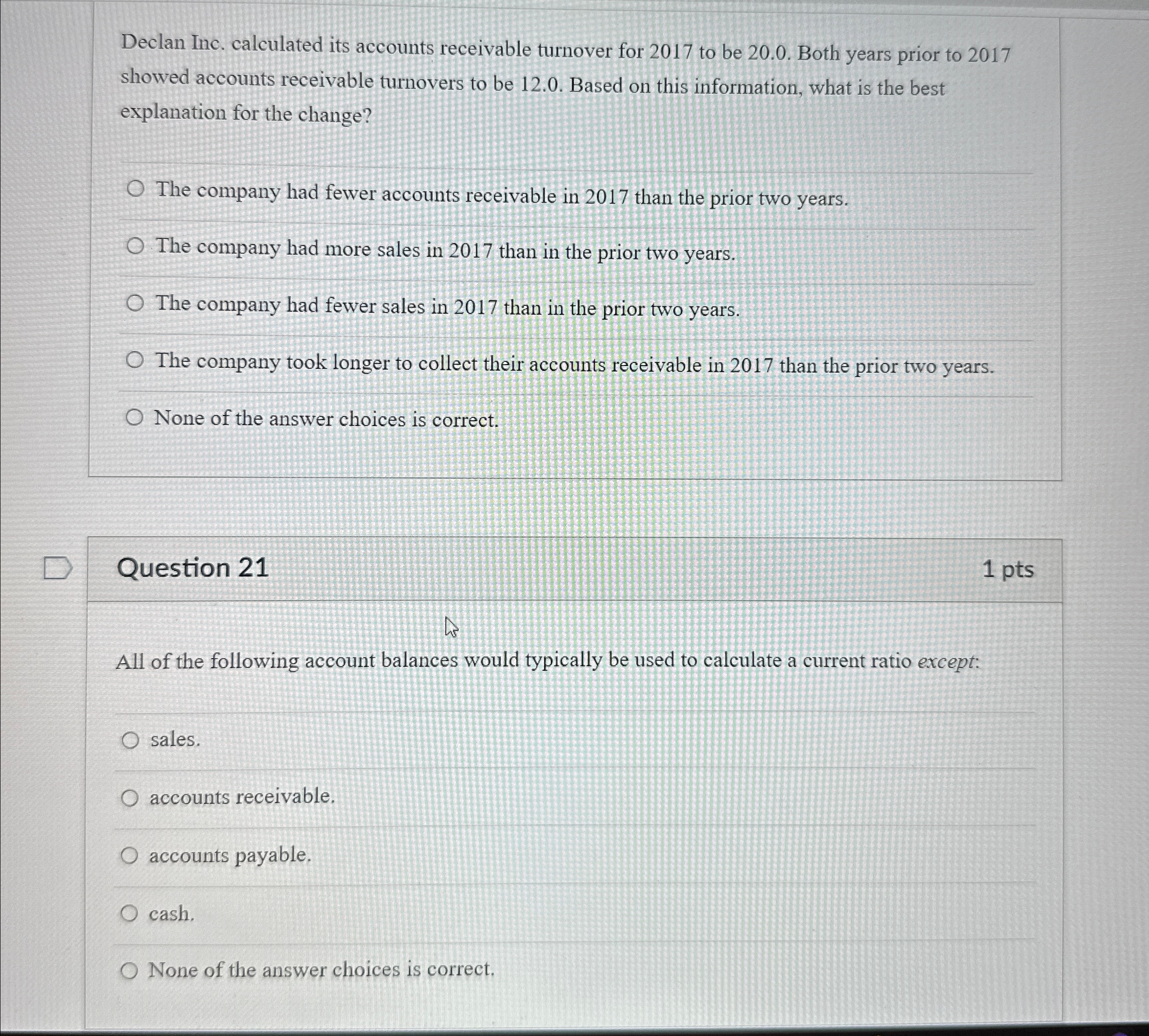 Solved Declan Inc. calculated its accounts receivable | Chegg.com