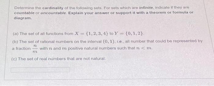 Solved Determine the cardinality of the following sets. For | Chegg.com