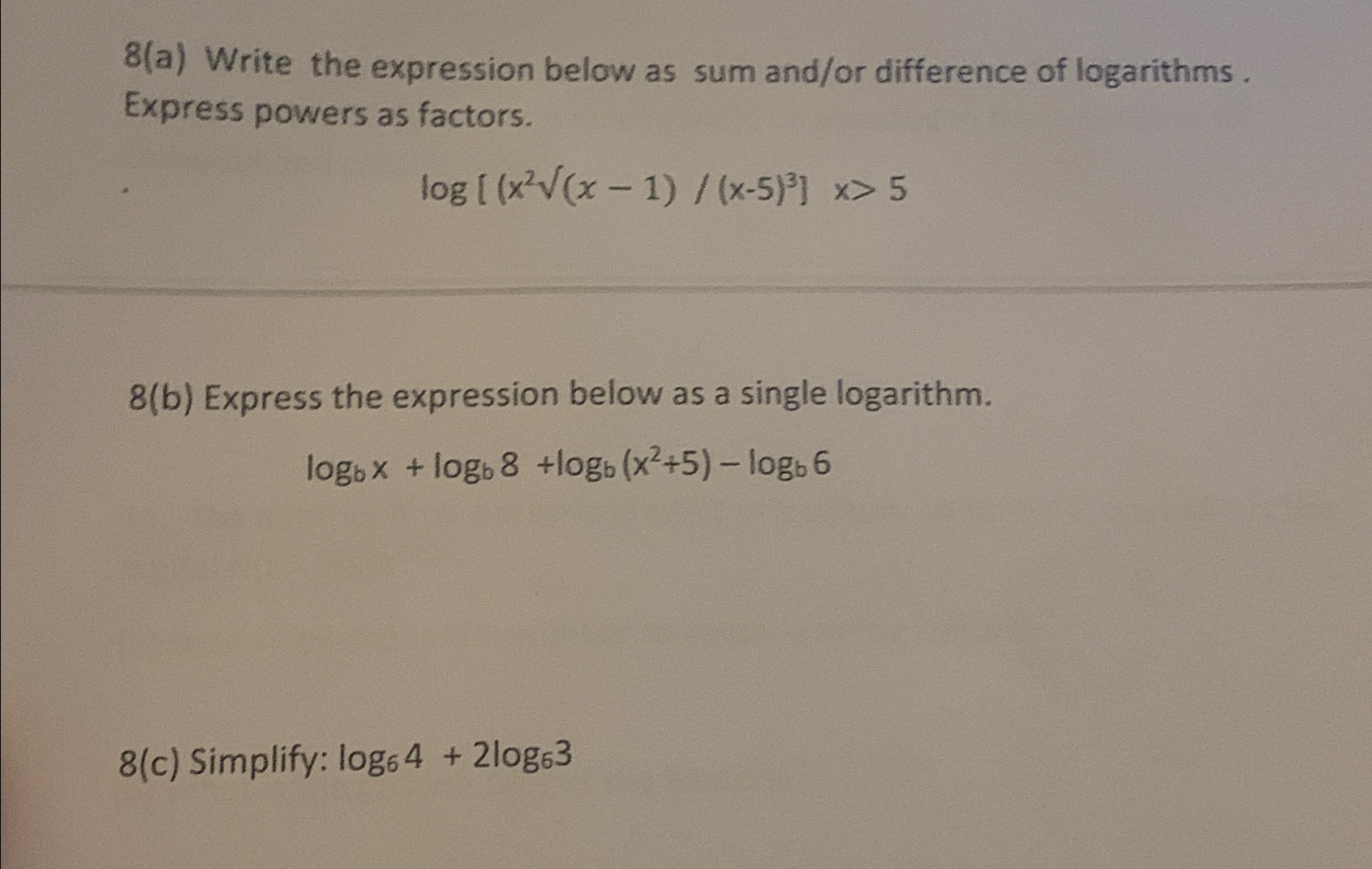 Solved 8(a) ﻿Write the expression below as sum and/or | Chegg.com