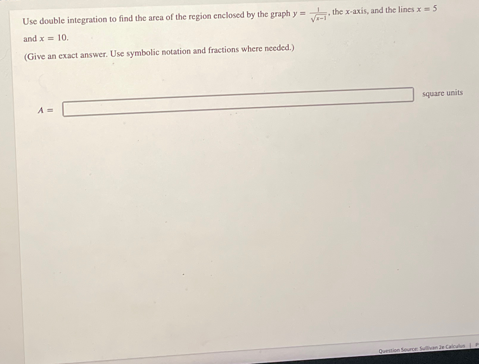 Solved Use double integration to find the area of the region | Chegg.com
