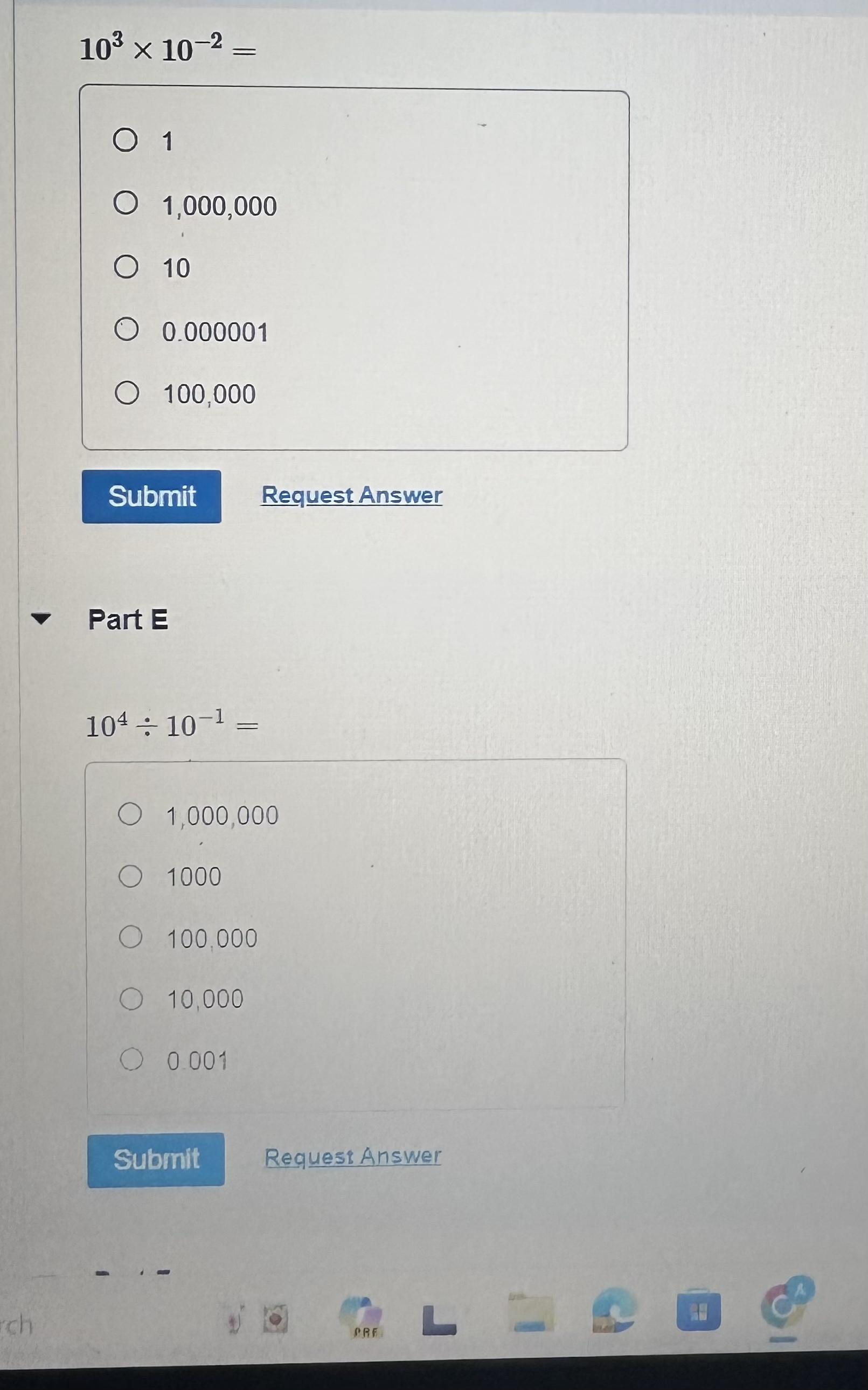 Solved 103×10-2=11,000,000100.000001100,000Request | Chegg.com