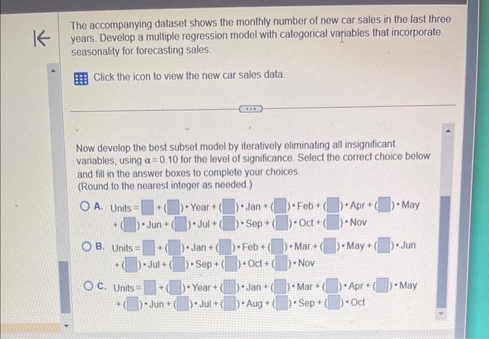 Solved The accompanying dataset shows the monthly number of | Chegg.com