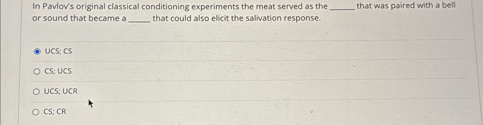 Solved In Pavlov's original classical conditioning | Chegg.com