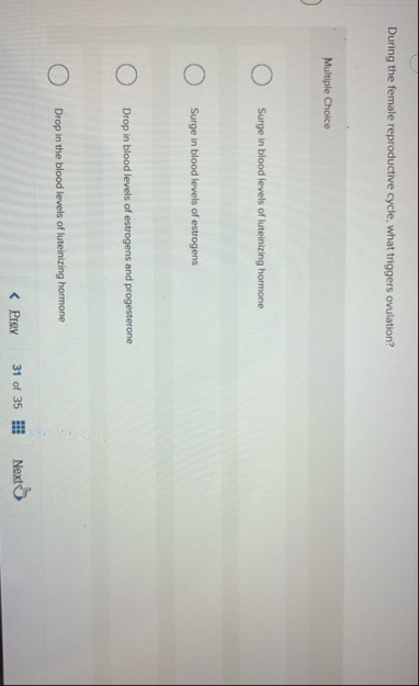 Solved During the female reproductive cycle, what triggers | Chegg.com