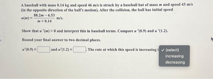 Solved A baseball with mass 0.14 kg and speed 46 m/s is | Chegg.com