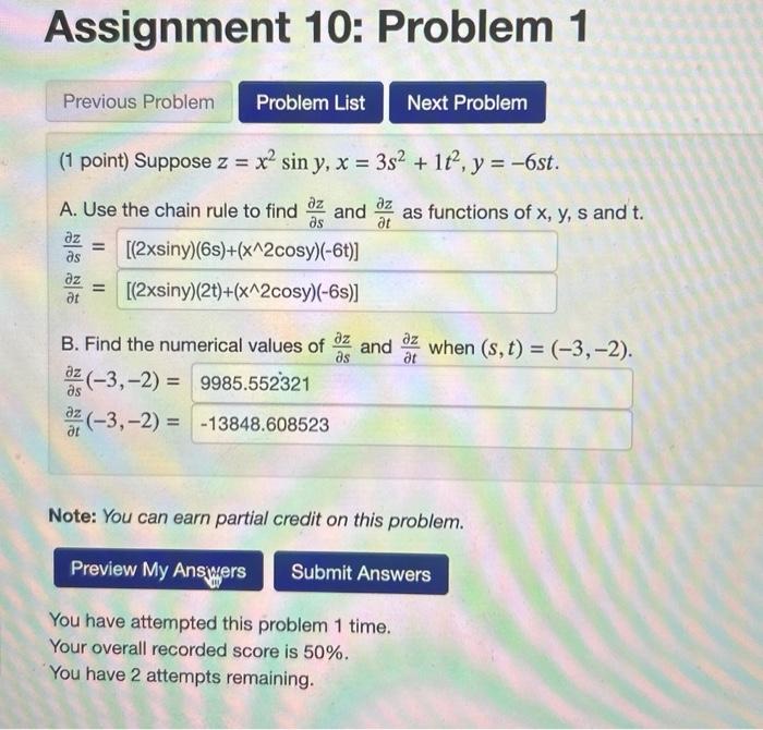 Solved Assignment 10: Problem 1 (1 point) Suppose | Chegg.com