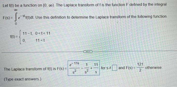 Solved Let f(t) be a function on [0,∞). The Laplace | Chegg.com