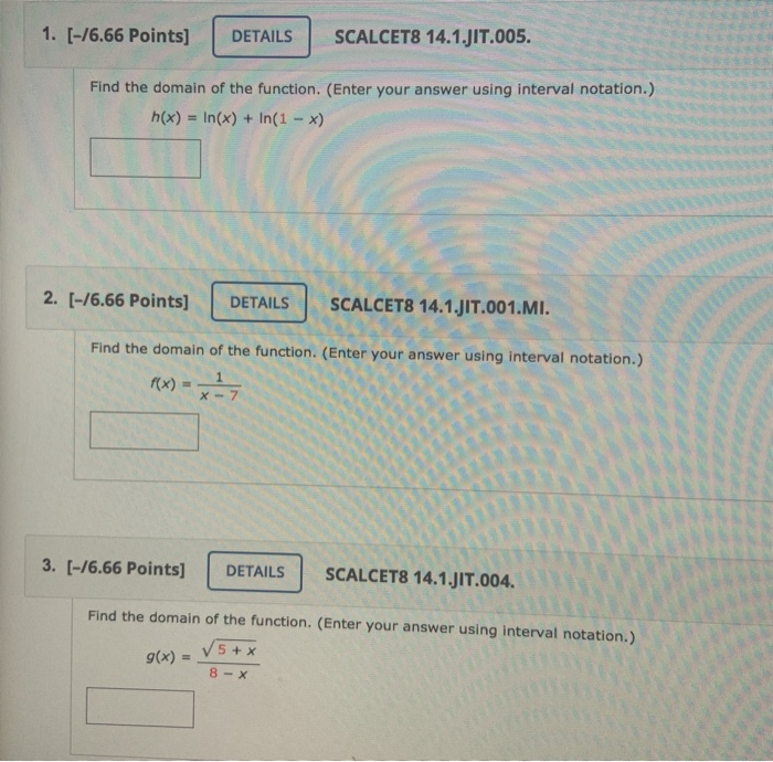 Solved 1. [-16.66 Points] DETAILS SCALCET8 14.1.JIT.005. | Chegg.com