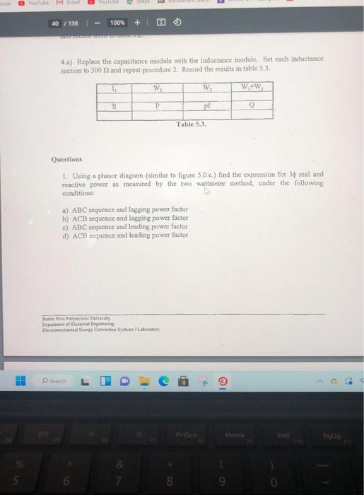 Solved 4. a) Replace the capacitance module with the | Chegg.com