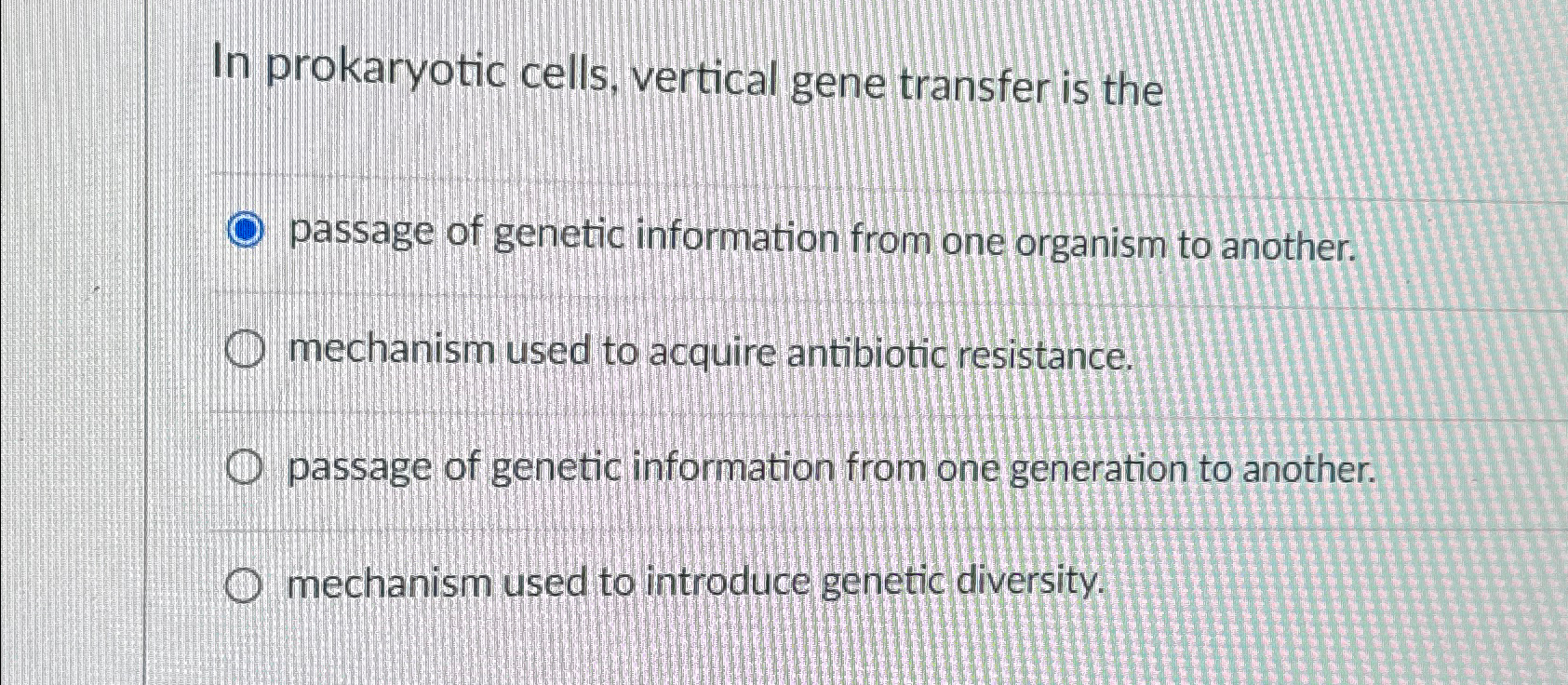 In prokaryotic cells, vertical gene transfer is | Chegg.com