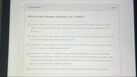 Solved Question 71 ﻿ptsWhich of the following statements are | Chegg.com