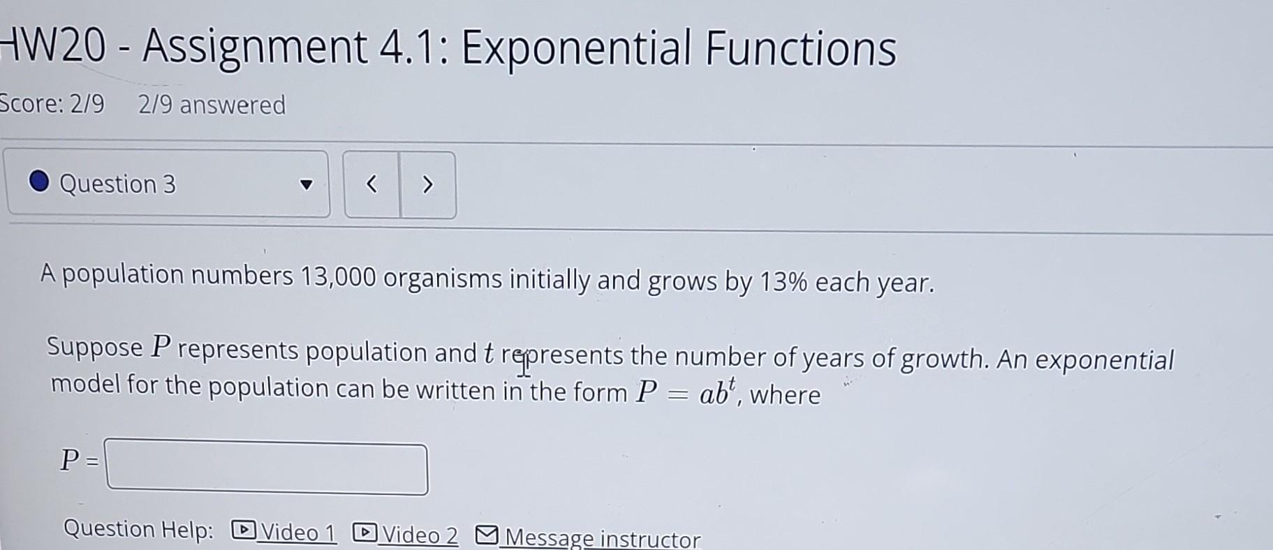 Solved HW20 - Assignment 4.1: Exponential Functions core: | Chegg.com