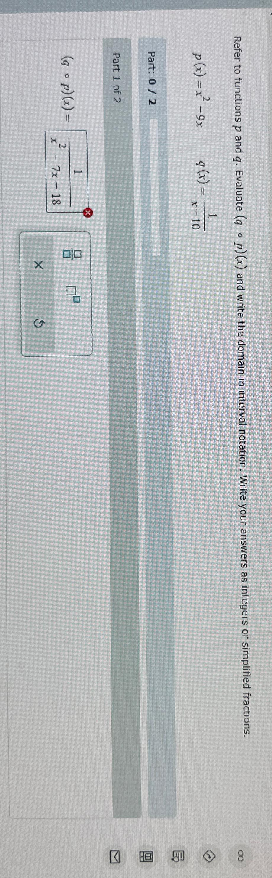 Solved Refer to functions p ﻿and q. ﻿Evaluate (q@p)(x) ﻿and | Chegg.com