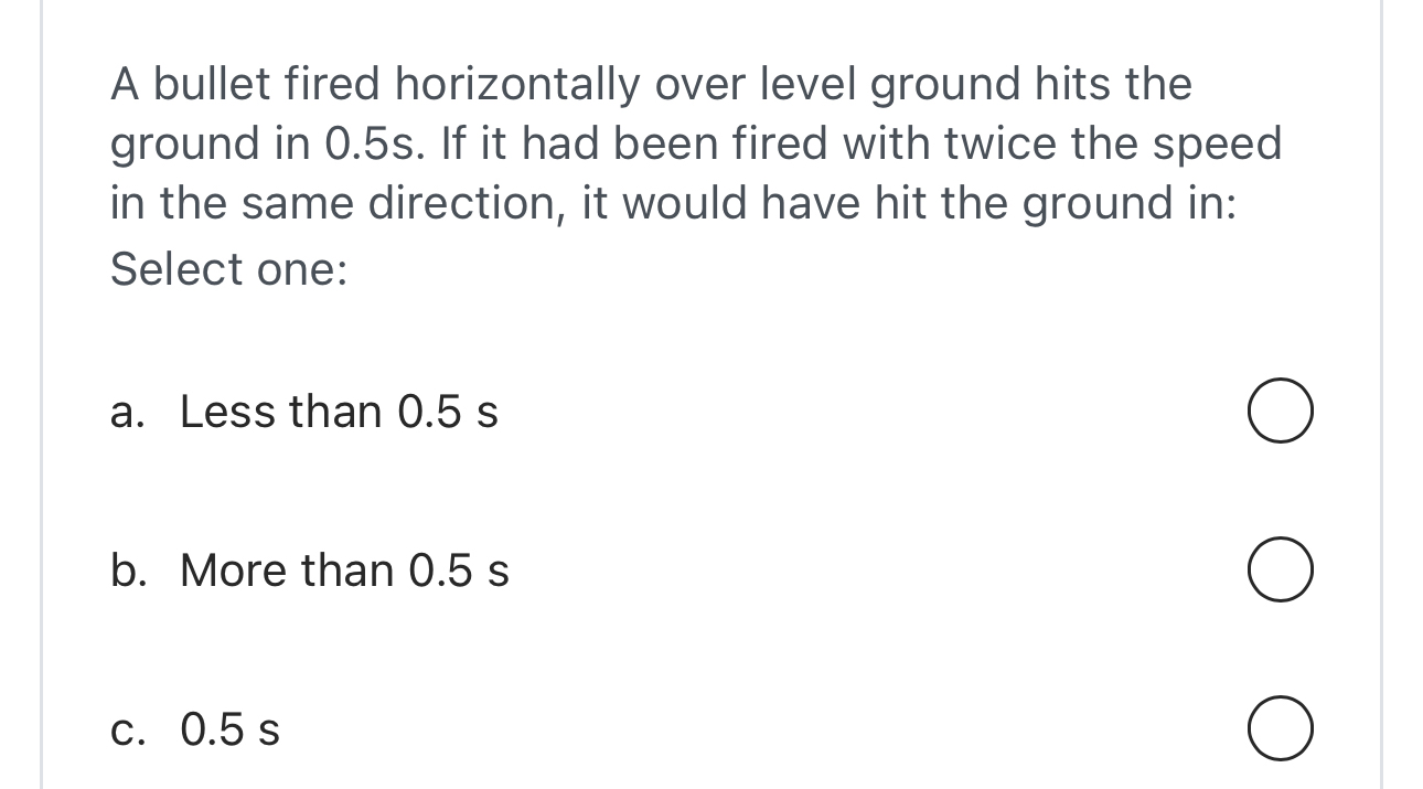 Solved A bullet fired horizontally over level ground hits | Chegg.com