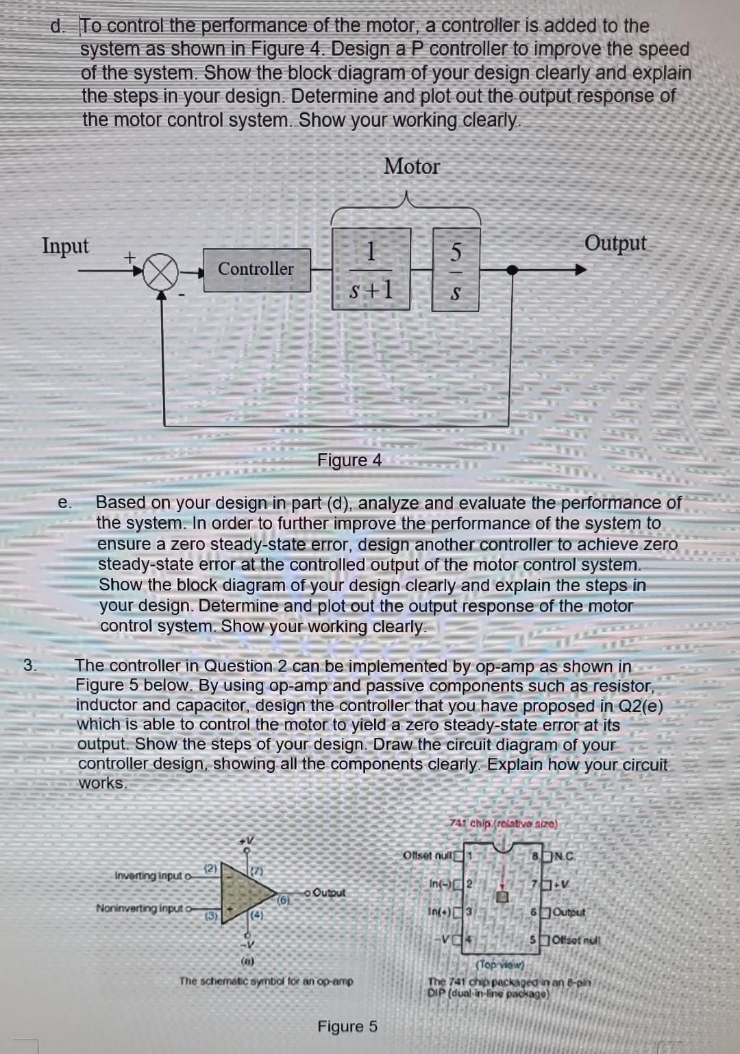 Solved d. To control the performance of the motor, a | Chegg.com