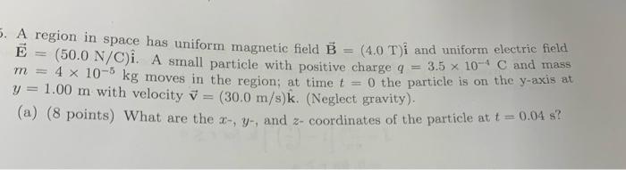 Solved A region in space has uniform magnetic field B=(4.0 | Chegg.com
