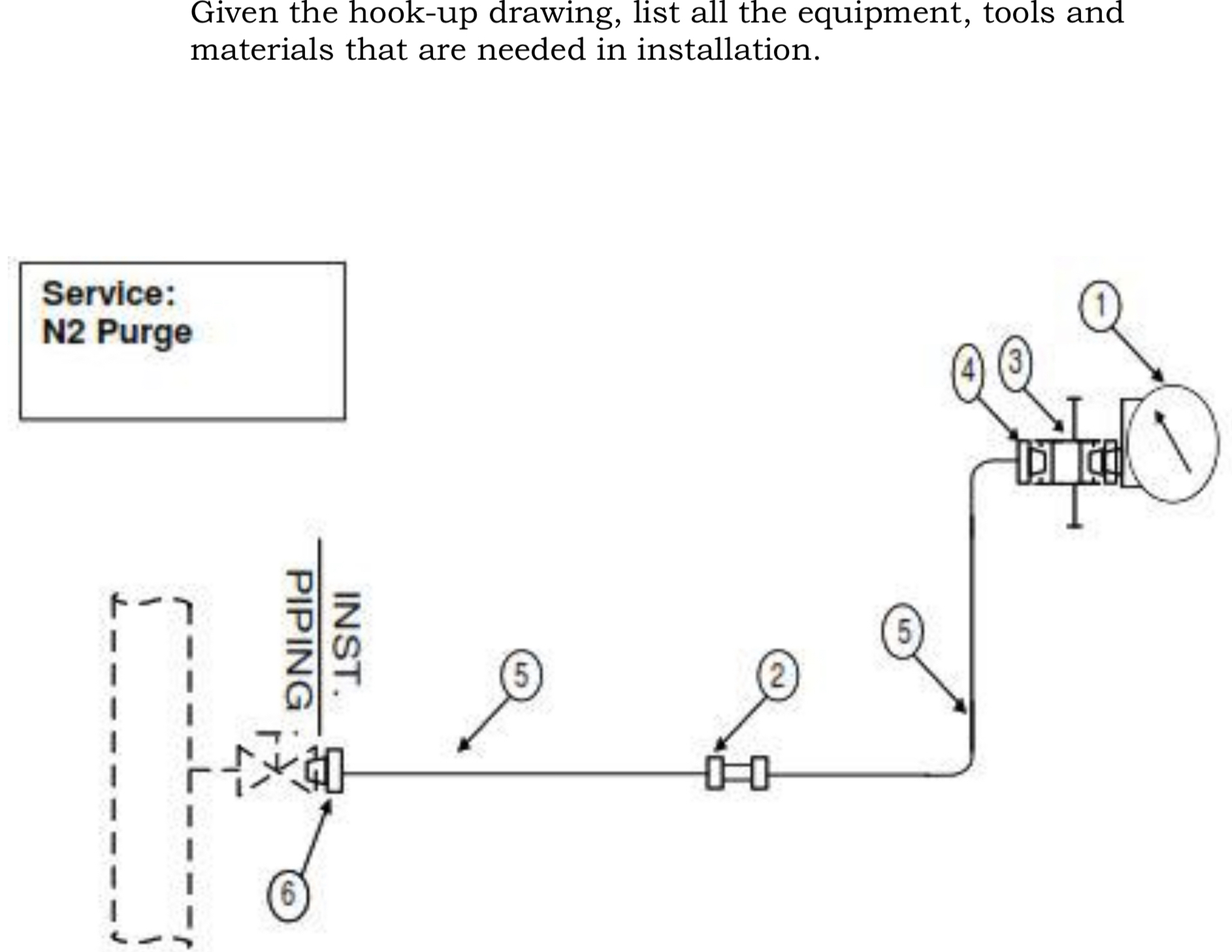 Solved Given the hook-up drawing, list all the equipment, | Chegg.com