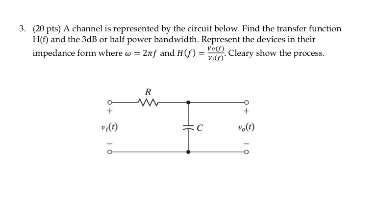 Solved (20pts)A channel is represented by the circuit below. | Chegg.com