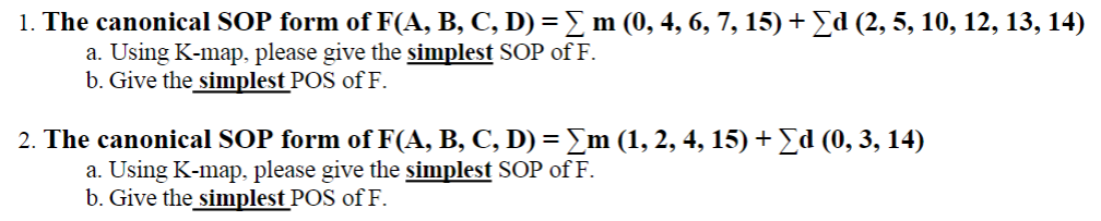 Solved The canonical SOP form of | Chegg.com