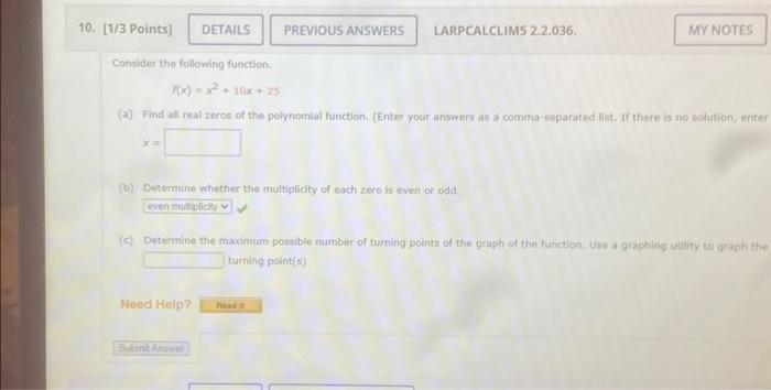 Solved onsider the following function. f(x) = x2 + 10x + 25 | Chegg.com