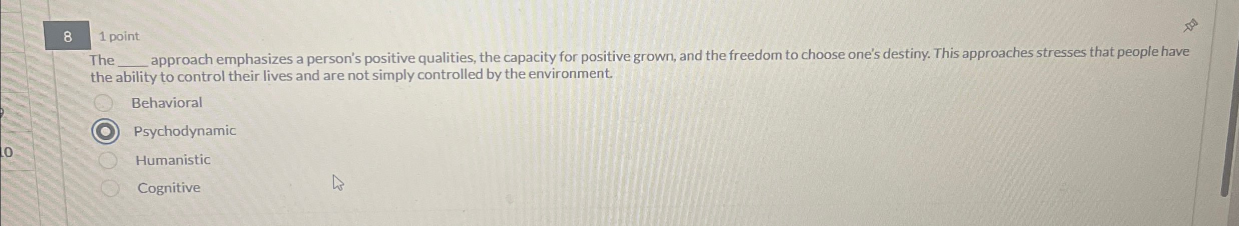 Solved 81 ﻿pointThe q, ﻿approach emphasizes a person's | Chegg.com