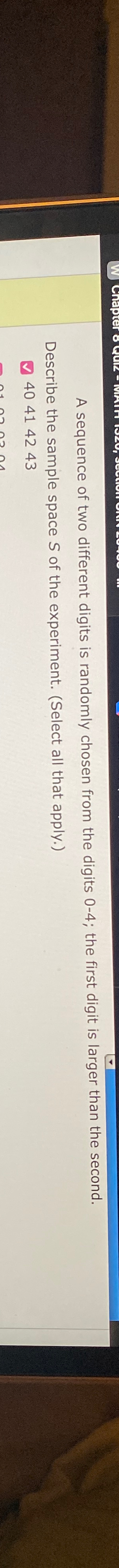 Solved A sequence of two different digits is randomly chosen | Chegg.com