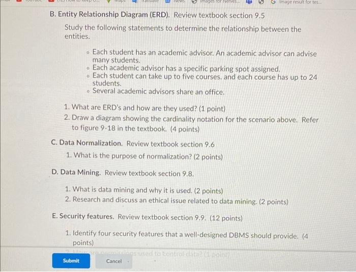 Solved B. Entity Relationship Diagram (ERD). Review textbook | Chegg.com