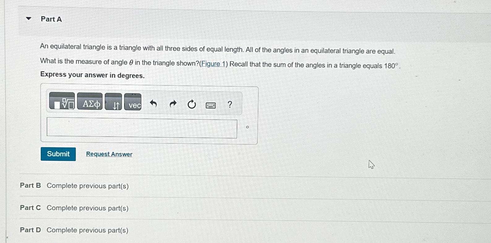 Solved Part Aan Equilateral Triangle Is A Triangle With All