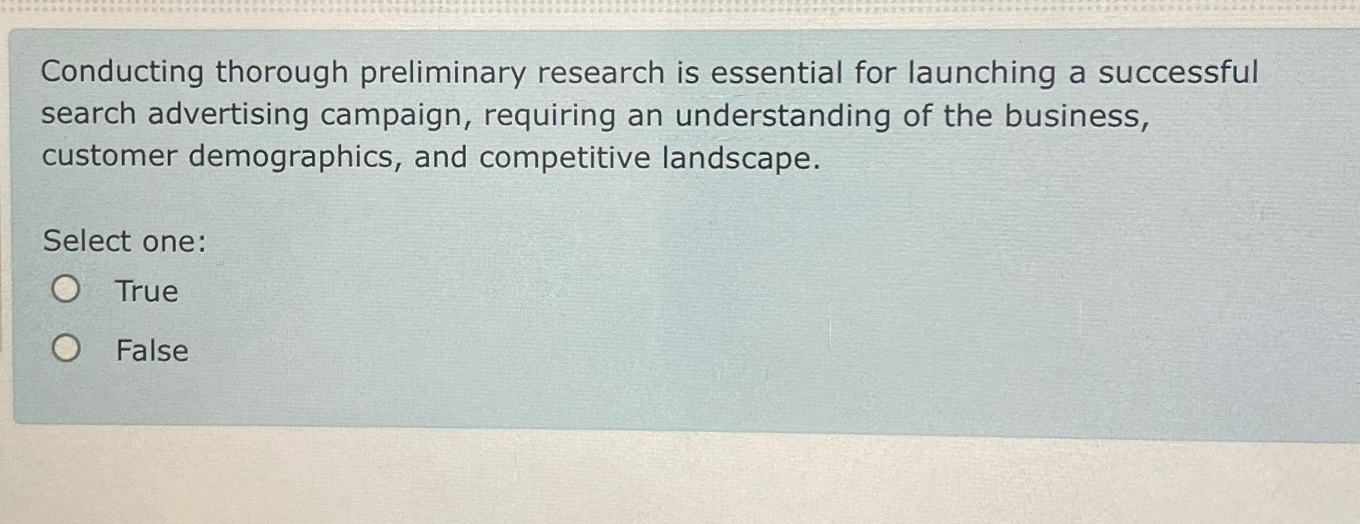Solved Conducting thorough preliminary research is essential | Chegg.com